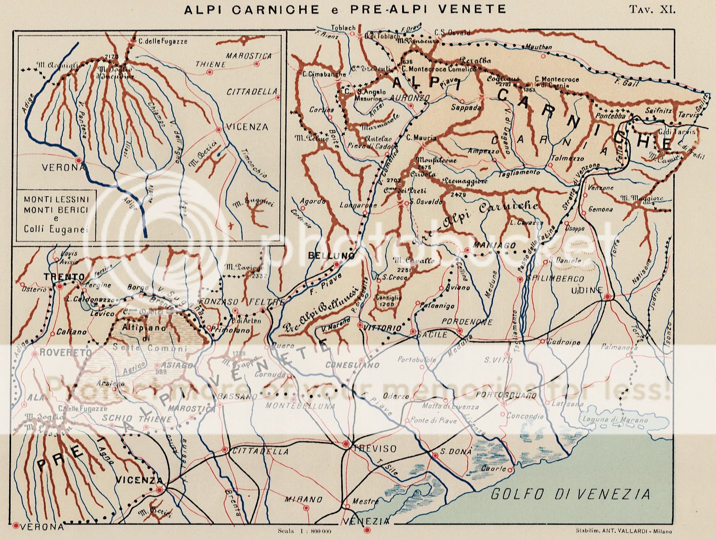 ALPI CARNICHE.PREALPI VENETE.LESSINIA.COLLI BERICI,EUGANEI,Carta ...